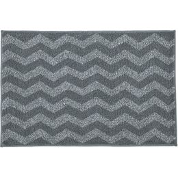 Badematte Kleine Wolke, H:20mm, grau, Polyacryl, Badematten, "&raquo;Zack&laquo;, Badvorleger, Badezimmer Teppich", Badteppich, modernes Zickzack Design, Ton in