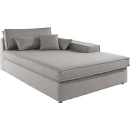 Ottomane OTTO HOME, B:130cm H:75cm T:190cm, beige, Baumwollmix (60% Baumwolle/40% Leinen);Struktur fein (100% Polyester);Samtoptik (100%