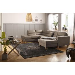 Wohnlandschaft Home Affaire, B:313cm H:85cm, beige, Sofas, "Navan, komfortabel mit viel Platz, U-Form", wahlweise mit Bettfunktion und Kopfstütze