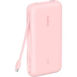 Belkin Powerbank "BOOST CHARGE 20K mit integriertem Kabel 20.000mAh", 7,4 V 20mAh, pink, Akkumulatoren