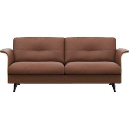2,5-Sitzer FLEXLUX, B:191cm H:81cm T:91cm, braun, 100% Echteder, Sofas, "Glow Sofa, Couch", Premium-Sitz: Kaltschaum & Federkern, Arml. Walnuss, Fuß