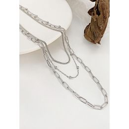 Firetti Damen Edelstahlkette "Schmuck Geschenk Trio Layerkette", Edelstahl, L: 45, silber, Edelstahl, Halsketten