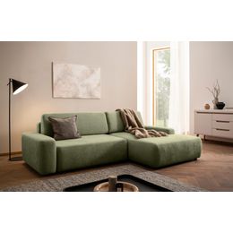Ecksofa Home Affaire, B:264cm H:82cm T:162cm, grün, 100% Polyester, Wohnzimmer, Sofas, "TORGE (264cm), Schlafsofa in Cord, Samtvelours o Struktur