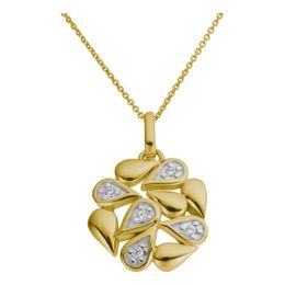 Firetti Damen Kettenanhänger "Schmuck Geschenk Gold 375 Halsschmuck Anhänger Tropfen", 0,04 P2 = erkennbare Einschlüsse, Diamanten Gelbgold 375, 1,85
