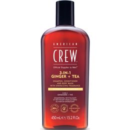 American Crew Kinder Haarshampoo "3In1 Ginger & Tea Shampoo, Conditioner & Body Wash 450 ml", 450ml, rot, Haarpflegemittel, Für Herren aller