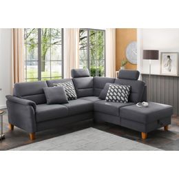Ecksofa Home Affaire, B:236cm H:89cm T:212cm, grau, 100% Polyester;Struktur (100% Polyester);Luxus-Microfaser in Lederoptik (100% Polyester),