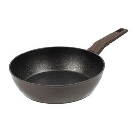 Bratpfanne "Carina, tiefe Schmorpfanne mit holzähnlichem Soft-Touch-Griff", Ø 28cm + Höhe 7,7cm, schwarz, RESTO KITCHENWARE, Pfannen, mit