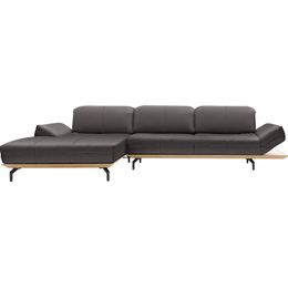 Ecksofa, B:293cm H:117cm T:212cm, braun, CREATION BY ROLF BENZ, Flachgewebe DONNA (76% Polyester 24% Polyacryl);Leder OSKAR - echtes Leder,