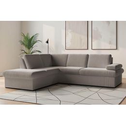 Sit & More Ecksofa SIT & MORE, B:238cm H:82cm T:202cm, grau, 100% Polyester, Sofas, "Moreno L-Form, B: 238 cm", mit Armteilverstellung, optional Bettfunktion