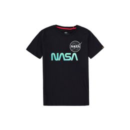 Mädchen T-Shirt "NASA Rainbow Refl. T Kids", schwarz, Gr. 14, Alpha Industries, Obermaterial: 100% Baumwolle, Shirts