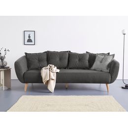3-Sitzer Home Affaire, B:236cm H:80cm T:103cm, grau, Sofas, "Baggio modern und romantisches Design, bequem", Zierkissen inklusive