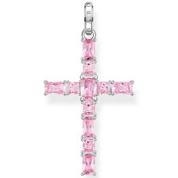 Thomas Sabo Damen Kettenanhänger "Kreuz pinke oder bunte Steine", Silber 925 (Sterlingsilber), 4,73 g, bunt, Silber 925 (Sterlingsilber),