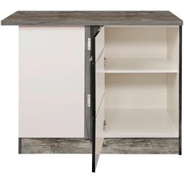 Eckunterschrank KOCHSTATION, B:110cm H:85cm T:60cm, schwarz, Holzwerkstoff, MDF, K&uuml;che, Schr&auml;nke, "KS-Brindisi", praktischer Stauraum in der Ecke