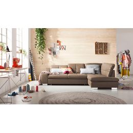 Ecksofa, B:292cm H:89cm T:212cm, braun, SET ONE BY Musterring, 100% Polyester, Wohnzimmer, Sofas, "SO 1200 inkl. Sitztiefen- & R&uuml;ckenverstellung f&uuml;r