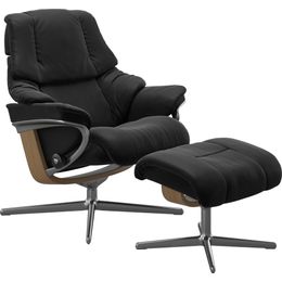 stressless "Reno" Set, Relaxsessel mit Hocker, mit Hocker, mit Cross Base, Gr&ouml;&szlig;e S, M & L, Holzakzent Eiche