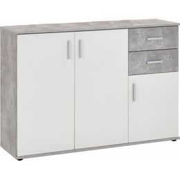 Kommode FMD, B:120,5cm H:83cm T:35cm, wei&szlig;, Holzwerkstoff, Schlafzimmer, Sideboards, "Albi", Breite 120,5 cm
