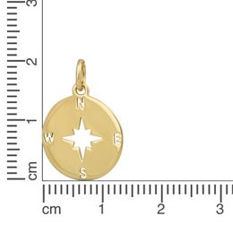 OROLINO Damen Kettenanh&auml;nger "Gold 375 mit Kompass-Motiv", one-size, Gold, 0,6 g, gelb, Gold, Schmuckanh&auml;nger