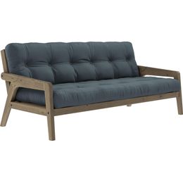 Schlafsofa Karup Design, B:204cm H:40cm T:90cm, blau, 80% Baumwolle + 20% polyester, Jugendzimmer, Sofas, Mit Holzstruktur, inkl. Futonmatratze,