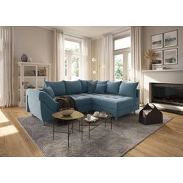 Ecksofa Collection AB, B:247cm H:87cm T:189cm, blau, Microfaser PRIMABELLE (100% Polyester), Struktur (90% Polyester, 10% Polyacryl), Samtvelours