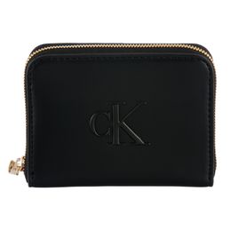 Calvin Klein Damen Geldbörse "RAISED CK MEDIUM ZIP AROUND", schwarz, Lederimitat, unifarben, Basic, Kleinlederwaren, Damen Geldbeutel, Portemonnaie