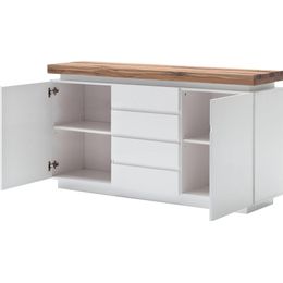 Sideboard MCA furniture, B:150cm H:81cm T:40cm, wei&szlig;, MDF, Massivholz, Wohnzimmer, Sideboards, "Romina", mit LED Beleuchtung wei&szlig; dimmbar, inkl.