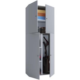 Mehrzweckschrank Vcm, B:70cm H:184cm T:40cm, grau, Obermaterial: 100% Holz Wood., K&uuml;che, Schr&auml;nke, "Vcm Holz Besenschrank 6 F&auml;cher Haushaltsschrank