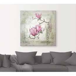 Wandbild Artland, B:70cm H:70cm T:1,8cm, pink, Leinwand, Wohnzimmer, Bilder, "Pinke Magnolie", als Leinwandbild, Poster, Wandaufkleber in verschied.