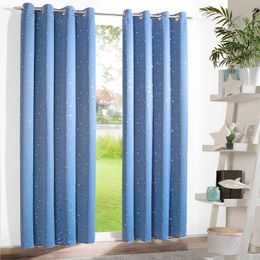 Weckbrodt-Gardinen Vorhang WECKBRODT, B:135cm H:225cm, blau, Microfaser, Polyester, Kinderzimmer, Gardinen, "Sarin", blickdicht, Thermo, w&auml;rme-,k&auml;lteisolierend,