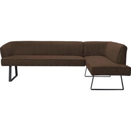 Eckbank, B:249cm H:83cm T:157cm, braun, exxpo - SOFA FASHION, Esszimmer, Sitzb&auml;nke, "Americano", mit Keder und Metallf&uuml;&szlig;en, Bezug in verschiedenen
