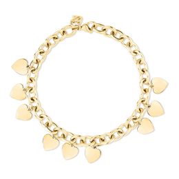 ECHTZEIT Damen Armband "Schmuck Geschenk Edelstahl Armkette Endless Love Herzen", 23cm, Edelstahl, gold, Edelstahl, Armb&auml;nder