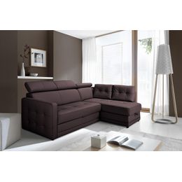 Ecksofa, B:225cm H:94cm T:165cm, braun, exxpo - SOFA FASHION, Kunstleder SOFTLUX;NaturLEDER (echtes Rindsleder) in Sitz und Rücken. Korpus in