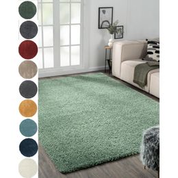 Hochflor-Teppich, B:200cm H:37mm L:290cm, gr&uuml;n, MyFlair M&Ouml;BEL & ACCESSOIRES, Polypropylen (PP), Teppiche, "My Shaggy", Shaggy, Uni-Farben, leicht