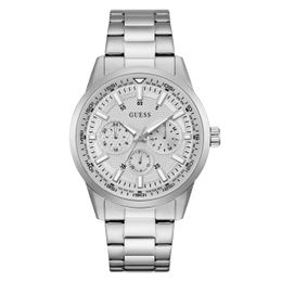 Guess Damen Multifunktionsuhr "TREY", silber, Armbanduhren, Quarzuhr, Armbanduhr, Herrenuhr, Edelstahlarmband, Datum