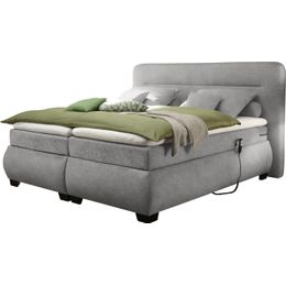 Boxspringbett, B:210cm L:220cm, grau, ED EXCITING DESIGN, Holzwerkstoff, Komplettbetten, "Evolution", inkl. Motor und Topper