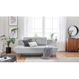 Schlafsofa Home Affaire, B:200cm H:88cm T:99cm, grau, Wohnzimmer, Sofas, "Segmon", einfach in ein bequemes Bett umwandeln, inklusive Bettkasten