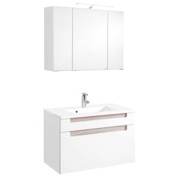 Badm&ouml;bel-Set Welltime, wei&szlig;, Kastenm&ouml;bel-Sets, "Siena", Breite 80 cm, Waschtisch mit Mineralgussbecken