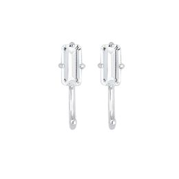 Elli Premium Damen Paar Ohrh&auml;nger "Creolen Stecker Hoops Edelstein 925 Silber", onesize,mit Steinen, Silber 925 (Sterlingsilber), silber, Silber 925