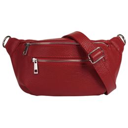 Samantha Look Damen G&uuml;rteltasche, rot, Leder, leicht gl&auml;nzend, unifarben, Taschen, echt Leder, Made in Italy