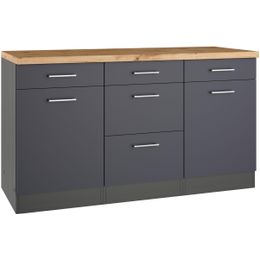 Unterschrank KOCHSTATION, B:150cm H:86cm T:60cm, grau, Spanplatte, Küche, Schränke, "KS-Milan", Unterschrank 150 cm, matte oder hochglänzende Fronten