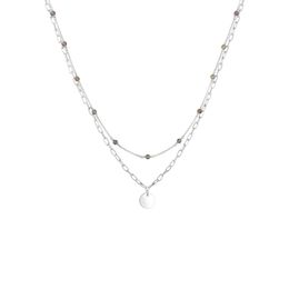 Elli Premium Damen Collierkettchen "Layer Gliederkette Labradorit 925 Sterling Silber", 45,mit Steinen, Silber 925 (Sterlingsilber), L: 45, silber,
