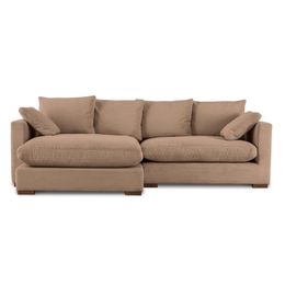 Ecksofa Home Affaire, B:266cm H:80cm T:153cm, braun, 100% Polyester, Wohnzimmer, Sofas, "Coray", Breite 266 cm, extra weich und kuschelig, mit Federn