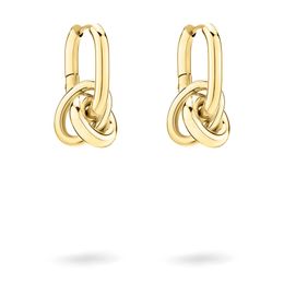 Damen Paar Creolen "Schmuck Geschenk Edelstahl Ohrringe Modern Knot", Edelstahl, gold, Liebeskind Berlin, Edelstahl, Ohrringe, Einhänger abnehmbar