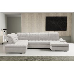Wohnlandschaft WERK2, B:332cm H:105cm T:217cm, beige, 92% Polyester, 8% Nylon, Sofas, "Kordula-New Multifunktion Couch, Breite 332cm, U-Form", Sofa