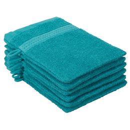 Waschhandschuh my home, B:16cm L:21cm, blau, Walkfrottee, Waschlappen, "Juna, 6 Waschhandschuhe 16x21, 100% Baumwolle, Set und als Serie",