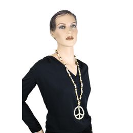 Damen Lange Kette "Peace", beige, Basic, Collezione Alessandro, Holz, Halsketten, aus Holzperlen gef&auml;delt