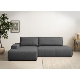 Ecksofa Home Affaire, B:275cm H:85cm T:167cm, grau, 100% Polyester, Wohnzimmer, Sofas, "SHERWOOD, Schlafsofa in L-Form offen (275cm), Cord,