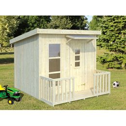 Palmako Kinder Spielhaus "Harry 3,1 m&sup2;", beige, Holzwerkstoff, B:223cm H:189cm T:239cm, Spielh&auml;user, mit Terrasse