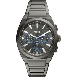 Fossil Herren Chronograph "EVERETT", grau, Armbanduhren, Quarzuhr, Armbanduhr, Herrenuhr, Edelstahlarmband, analog