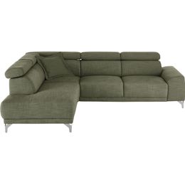 Ecksofa 3C CANDY, B:249cm H:79cm T:209cm, gr&uuml;n, 100% Leder, Wohnzimmer, Sofas, "Greve Sofa immer mit manuelle Kopfteilverstellungen, modern,