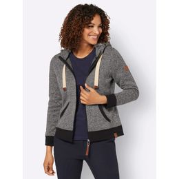 Casual Looks Damen Strickfleecejacke, grau, Gr. 42, meliert, 100% Polyester, Kapuzenfutter:100% Polyester, Jacken